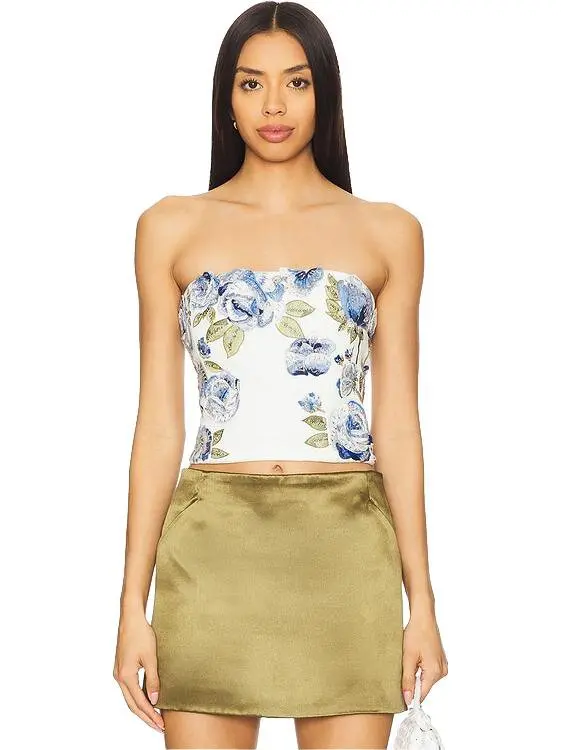 Alice + Olivia Cece Cropped Top - Off White Multi