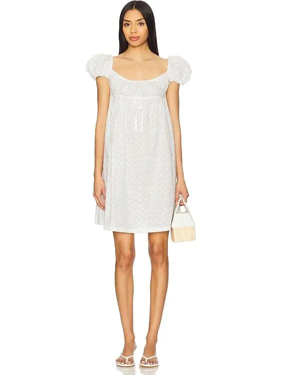 YUHAN WANG Puff Sleeve Embroidered Dress - White
