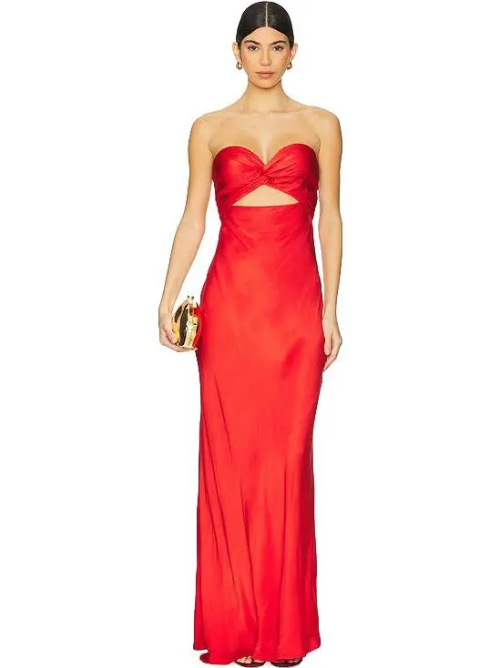 Essentiel Antwerp Hierro Strapless Midi Dress - True Red