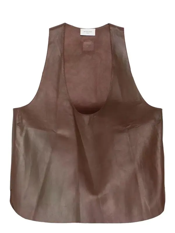 Jacob Cohen Leather Vest - Brown