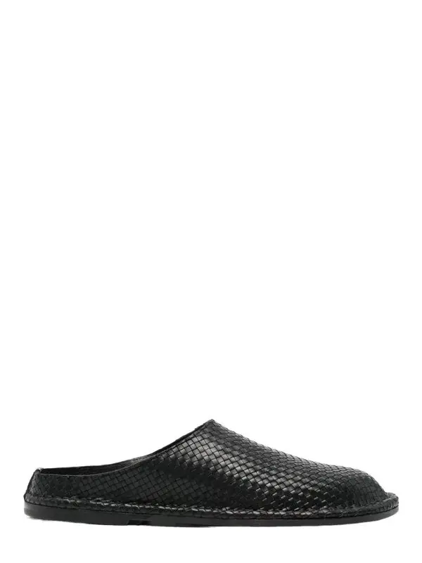 BOTTERO Woven Leather Slippers - Black