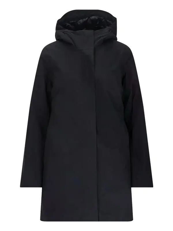 K-WAY Hooded Zipped Parka Coat - Black