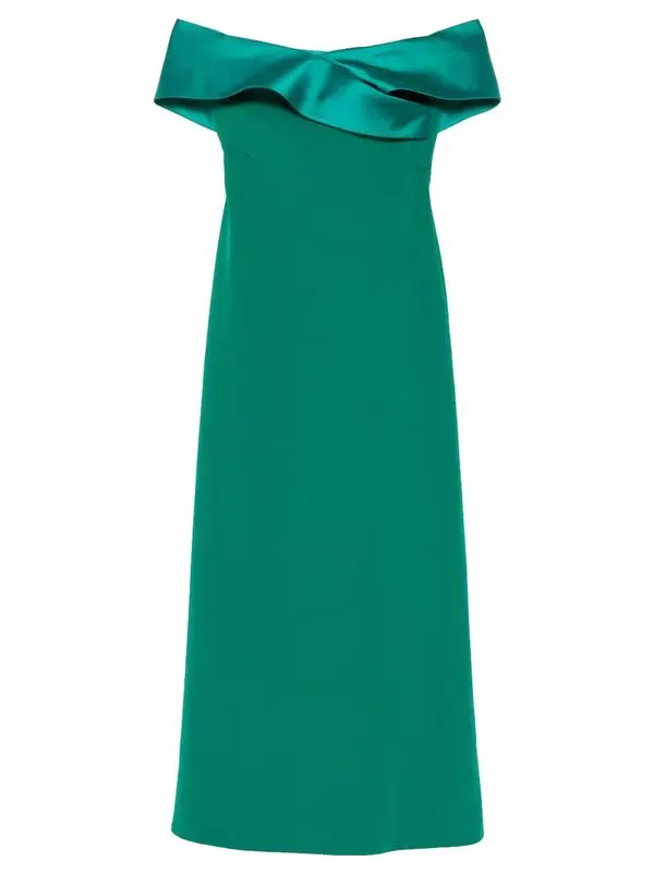 RHEA COSTA Asymmetric-neck Maxi Dress - Green
