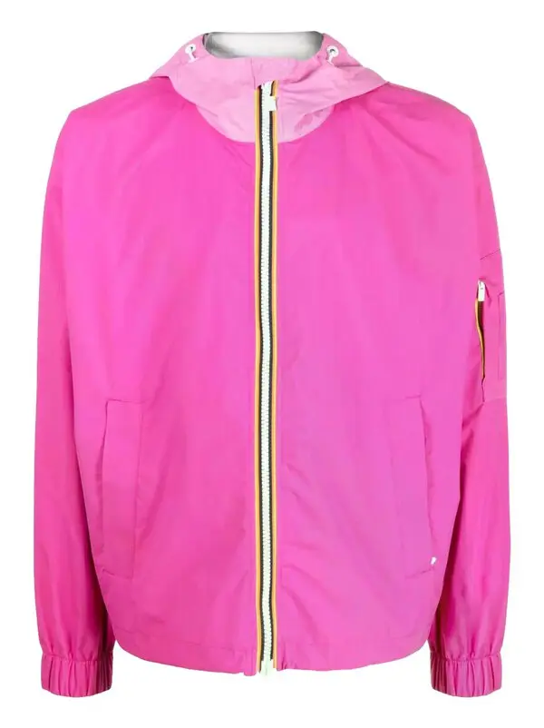 K-WAY Striped-edge Hooded Jacket - Pink