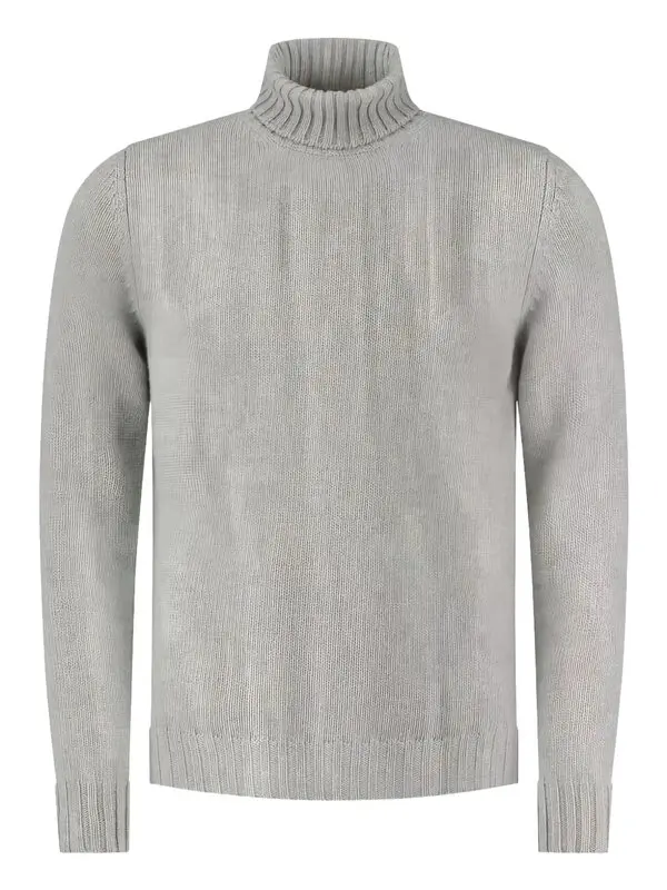 Fedeli Ribbed Roll Neck Sweater - Grey