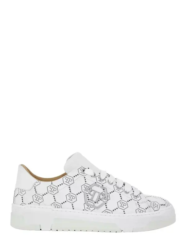 Philipp Plein Monogram Leather Sneakers - White