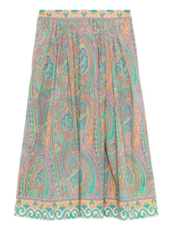 Etro Paisley-print Midi Skirt - Green