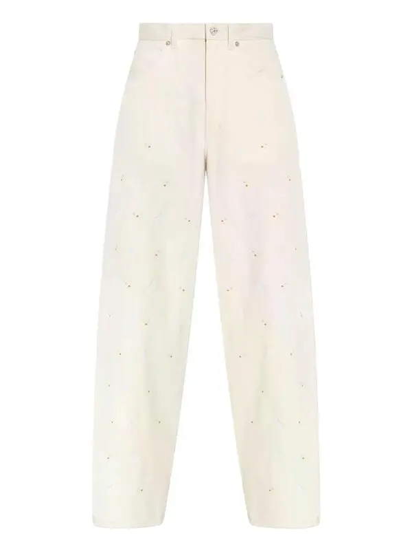 Marni Embroidered Wide-leg Jeans - White