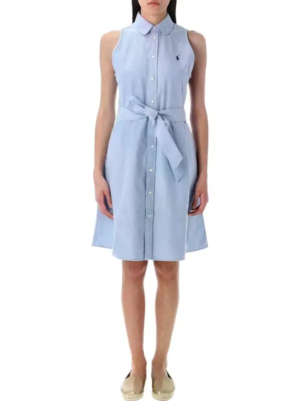 Polo Ralph Lauren Sleeveless Belted Shirt Dress - Blue