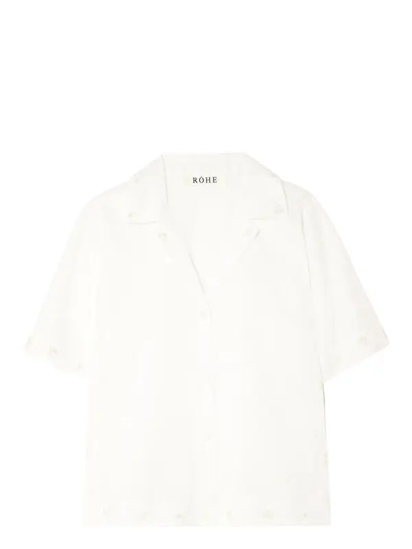 RÓHE Embroidered Silk-organza Shirt - Neutrals