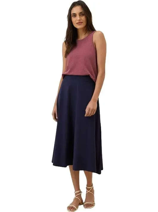 PACT Organic Cotton Fit & Flare Midi Skirt - Eclipse