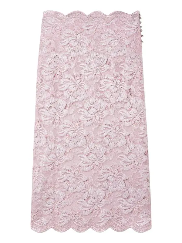 Rabanne Scalloped Metallic Stretch-lace Midi Skirt - Pink