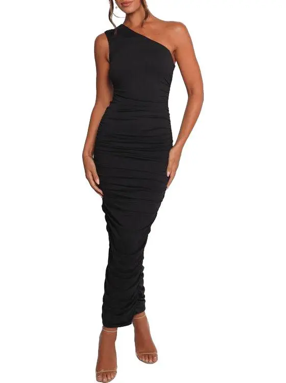 PETAL & PUP Reia One-shoulder Body-con Dress - Black