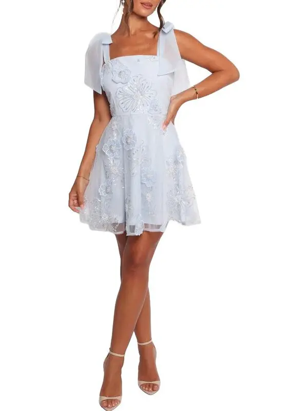 PETAL & PUP Evangeline Embellished Mini Dress - Blue