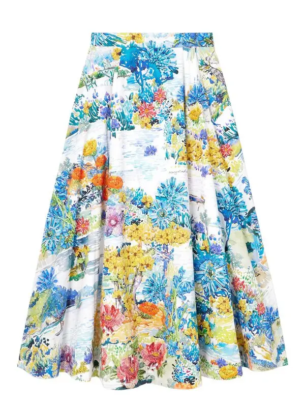 MARY KATRANTZOU Cadiot Floral-print Pleated Midi Skirt - Blue