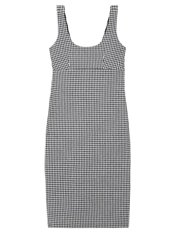 RÓHE Gingham Seersucker Mini Dress - Gray
