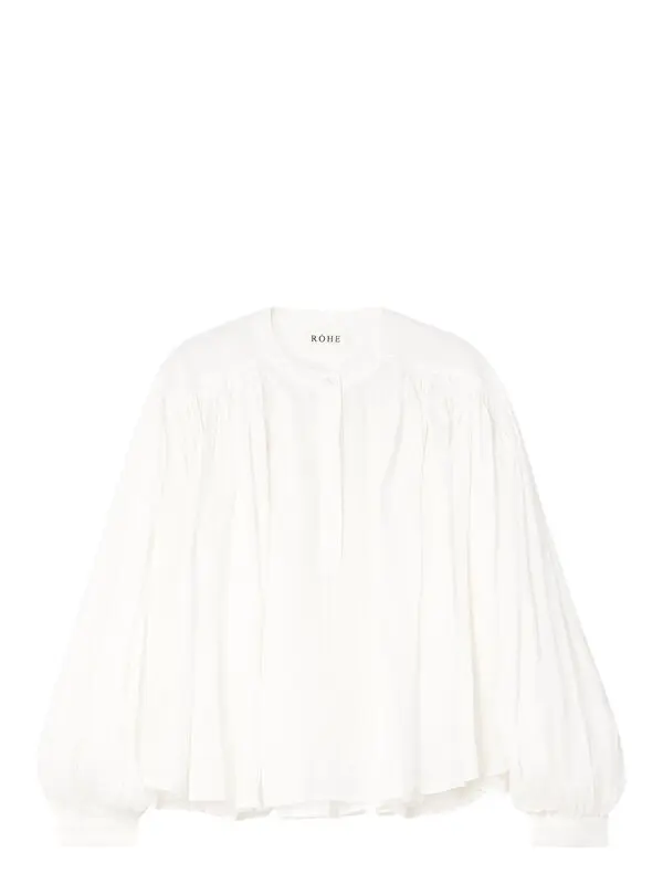 RÓHE Gathered Ramie-voile Blouse - White