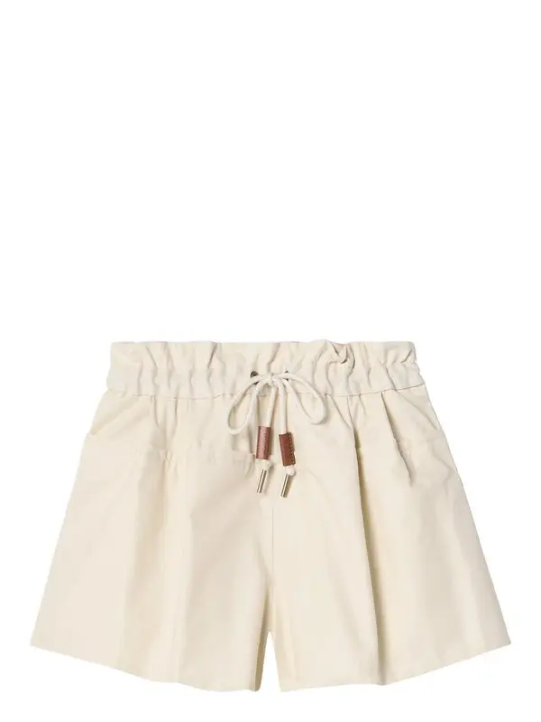 Moncler Canvas-trimmed Paneled Cotton-blend Shell Shorts - Cream