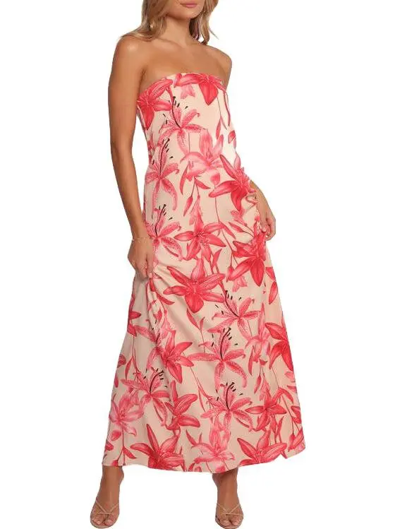 PETAL & PUP Lani Floral Strapless Maxi Dress - Pink Floral