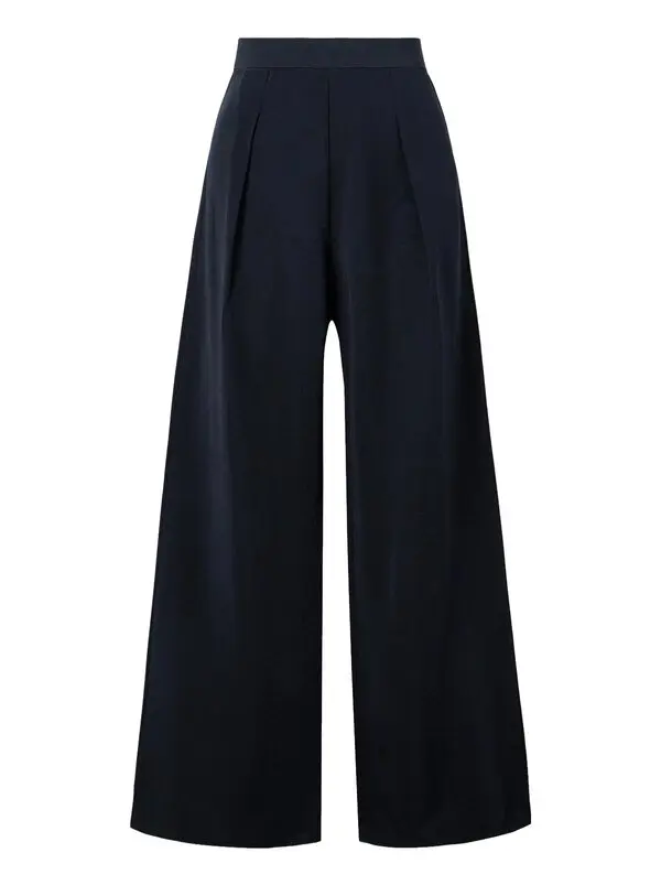 HIGH SPORT Gene Pleated Twill Wide-leg Trousers - Blue