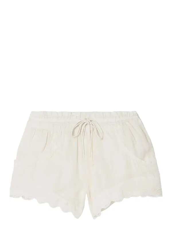 Isabel Marant Lola Embroidered Ramie Shorts - Neutrals