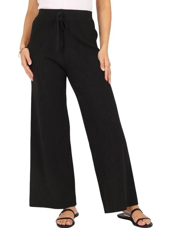 PETAL & PUP Pyrus Knit Wide Leg Pants - Black
