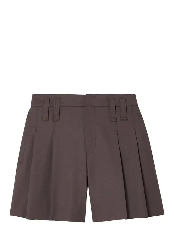 Brunello Cucinelli Pleated Wool-blend Wide-leg Shorts - Brown