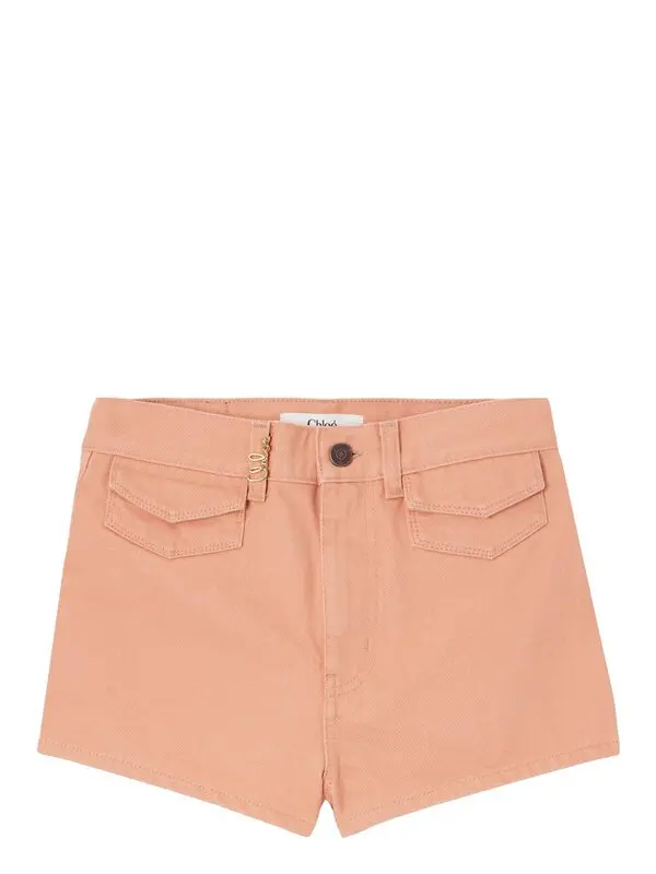 Chloé Embellished Mid-rise Denim Shorts - Orange