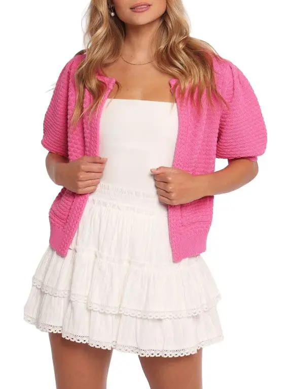 PETAL & PUP Greer Cotton Cardigan - Hot Pink