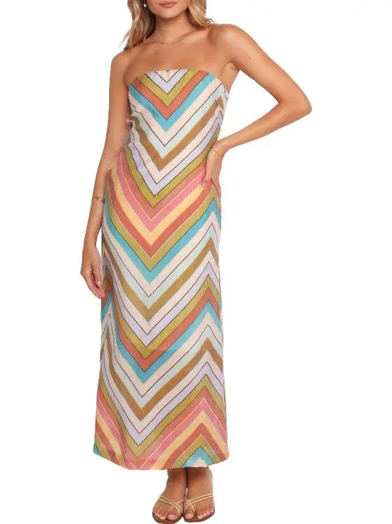 PETAL & PUP Lane Chevron Maxi Sundress - Coral Multi