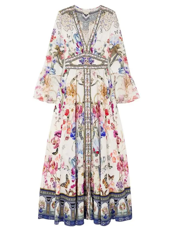 Camilla Crystal-embellished Floral-print Silk Maxi Dress - Off-white