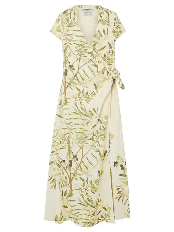 Bernadette Mara Printed Midi Wrap Dress - Cream
