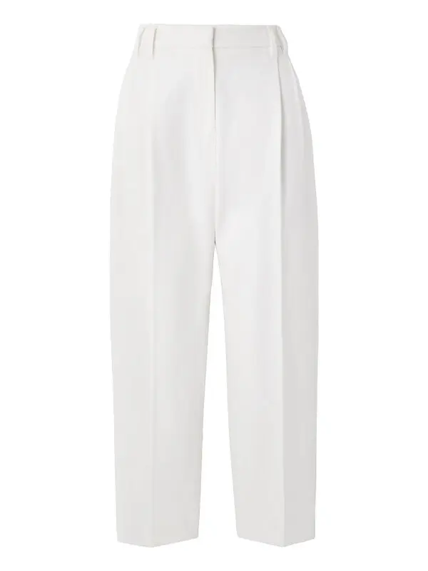 Brunello Cucinelli Pleated Cotton-blend Twill Tapered Pants - Neutrals