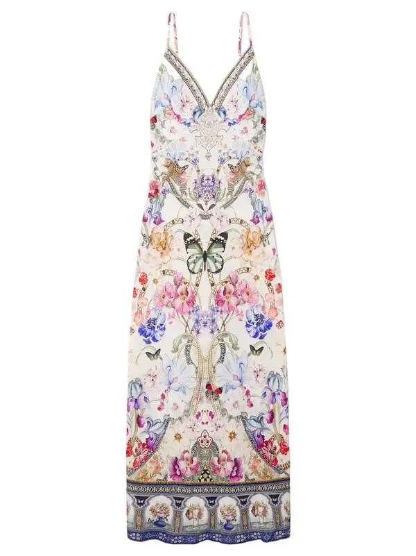 Camilla Monserate Magic Crystal-embellished Linen Maxi Dress - White