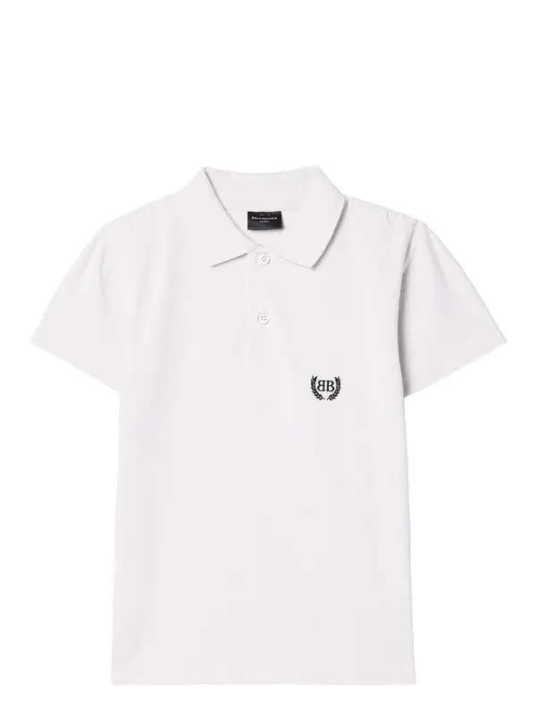 Balenciaga Distressed Embroidered Cotton-piqué Polo Shirt - Off-white
