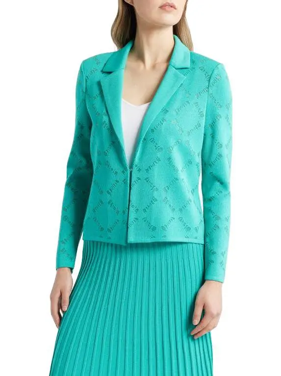 Ming Wang Burnout Knit Jacket - Emerald Awe