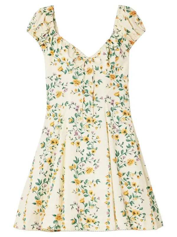 AGUA BY AGUA BY BENDITA Agua Agua Bendita Mati Chinesis Floral-print Cotton Mini Dress - Cream