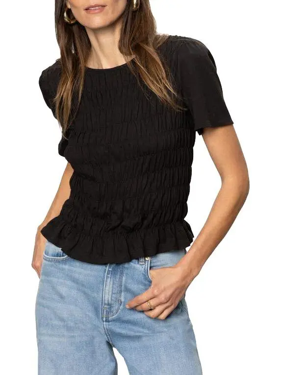 Sanctuary Smocked Top - Black