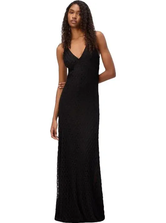 Missoni Long Viscose V-neck Lace Dress - Black