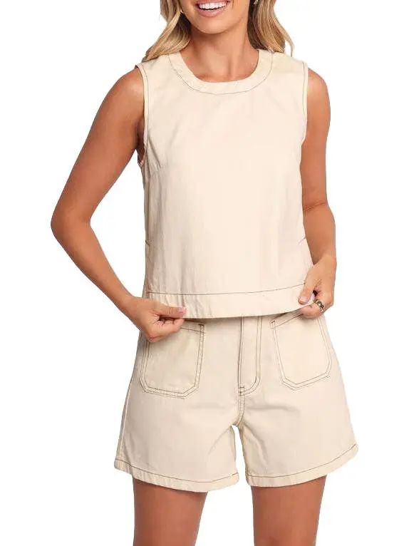 PETAL & PUP Levi Cotton Twill Tank - Ecru
