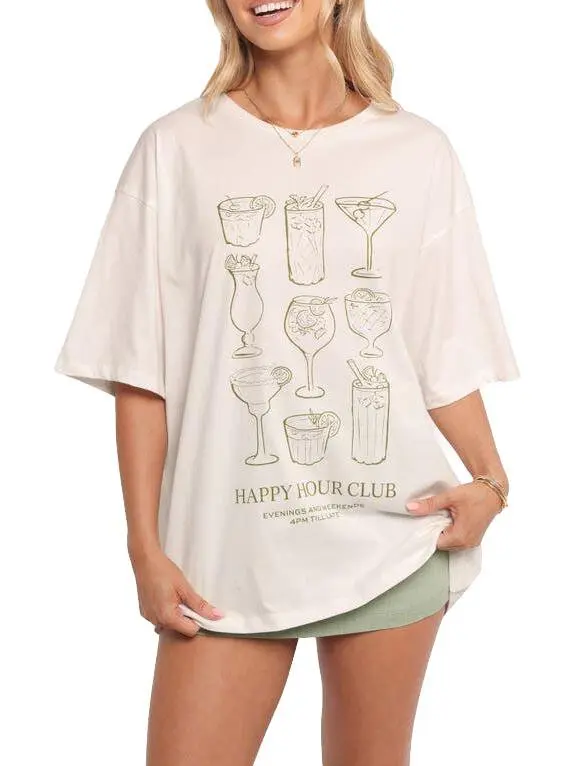 PETAL & PUP Happy Hour Graphic T-shirt - White