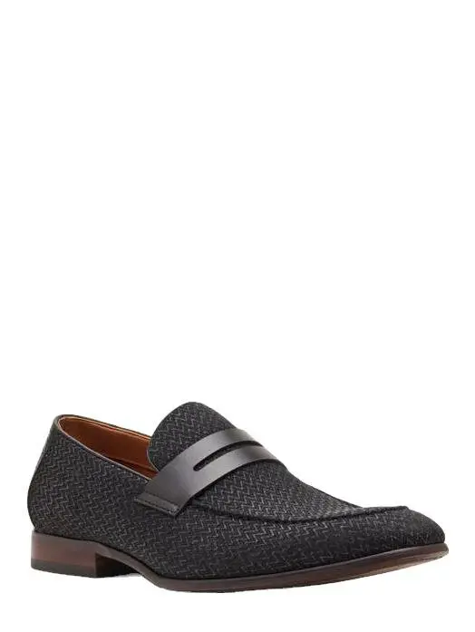 Steve Madden Jules Herringbone Penny Loafer - Black/ Black