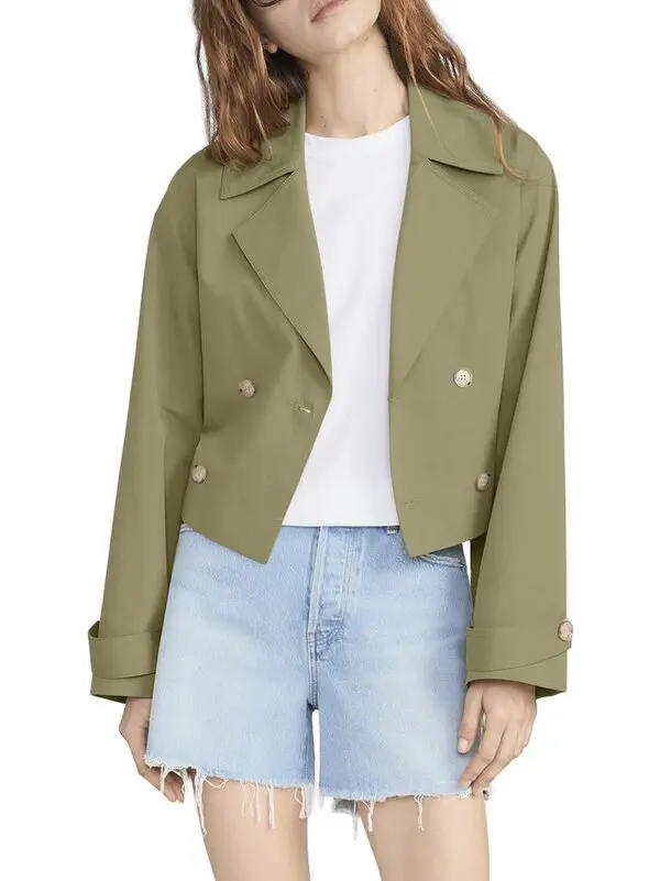FRAME The Uniform Short Trench Coat - Military Green