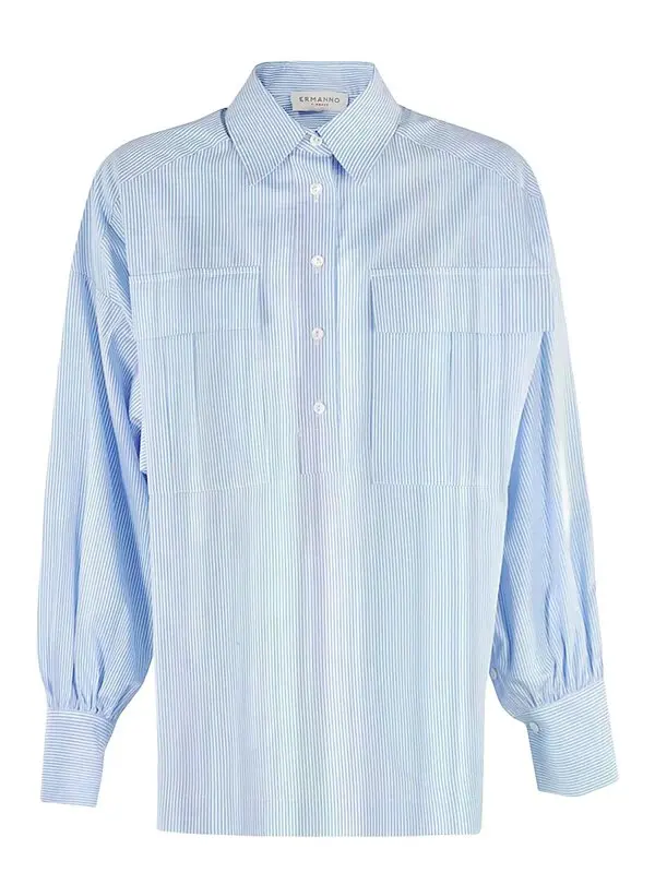 ERMANNO FIRENZE Cotton Striped Shirt - Blue