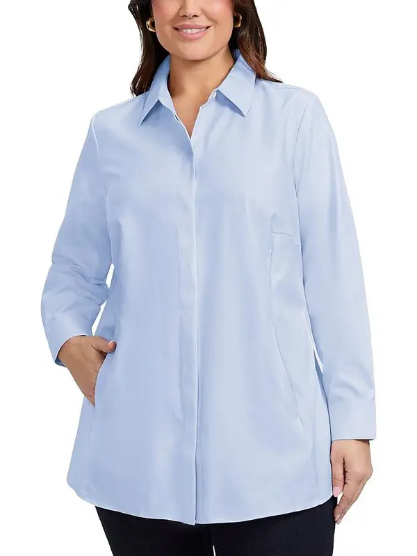 Foxcroft Cici Long Sleeve Cotton Shirt - Soft Blue