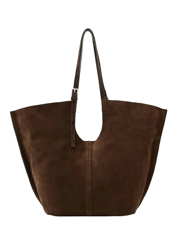 ALLSAINTS Ara Suede East West Tote - Fango Brown