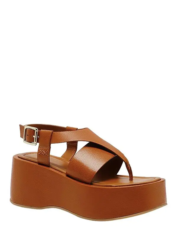 Free People Hold Platform Sandals - Cognac