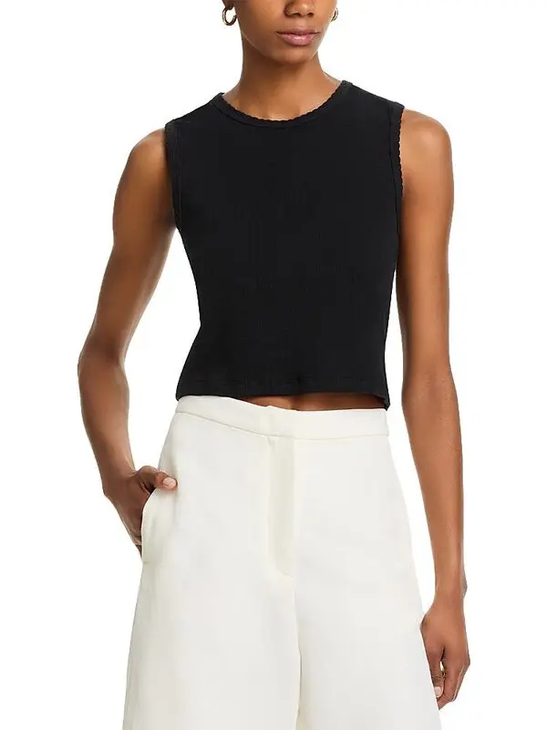 LESET Pointelle Sleeveless Top - Black