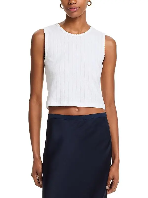 LESET Pointelle Sleeveless Crewneck Top - White