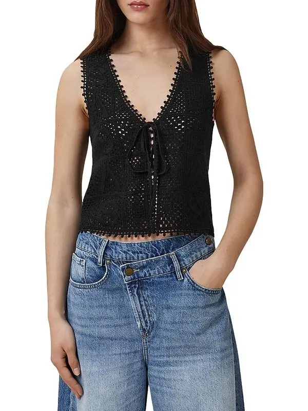 ALLSAINTS Florence Crochet Waistcoat - Black